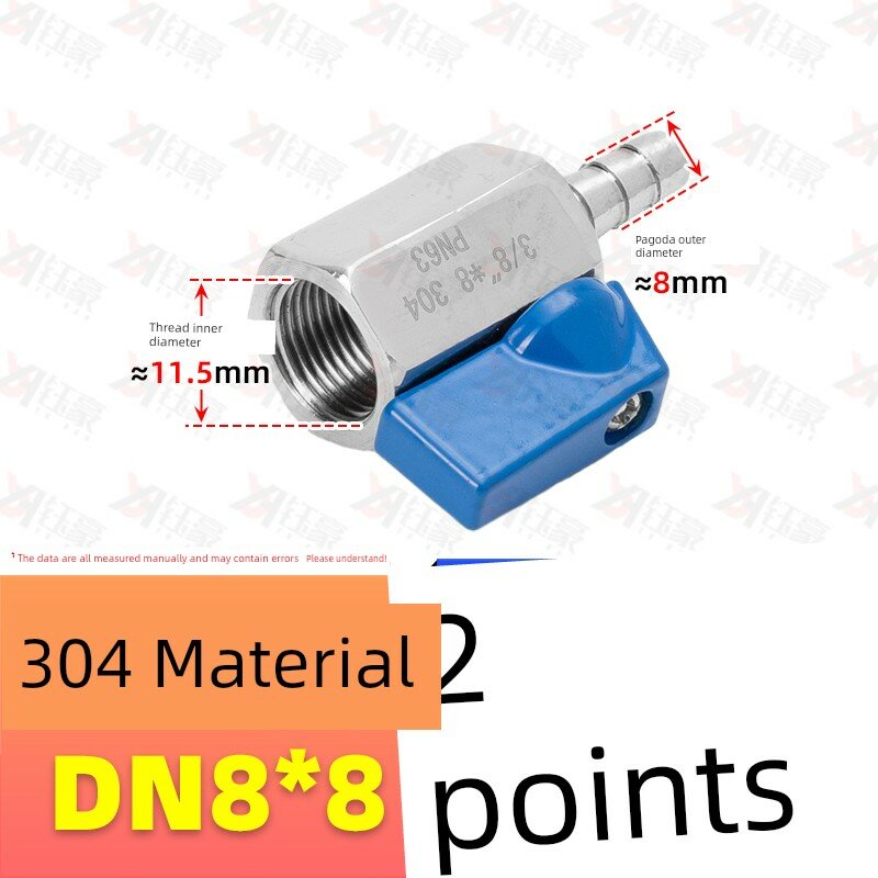 Мини-шаровой кран из нержавеющей стали 304 с внутренней и внешней резьбой для водопроводных труб и шлангов,