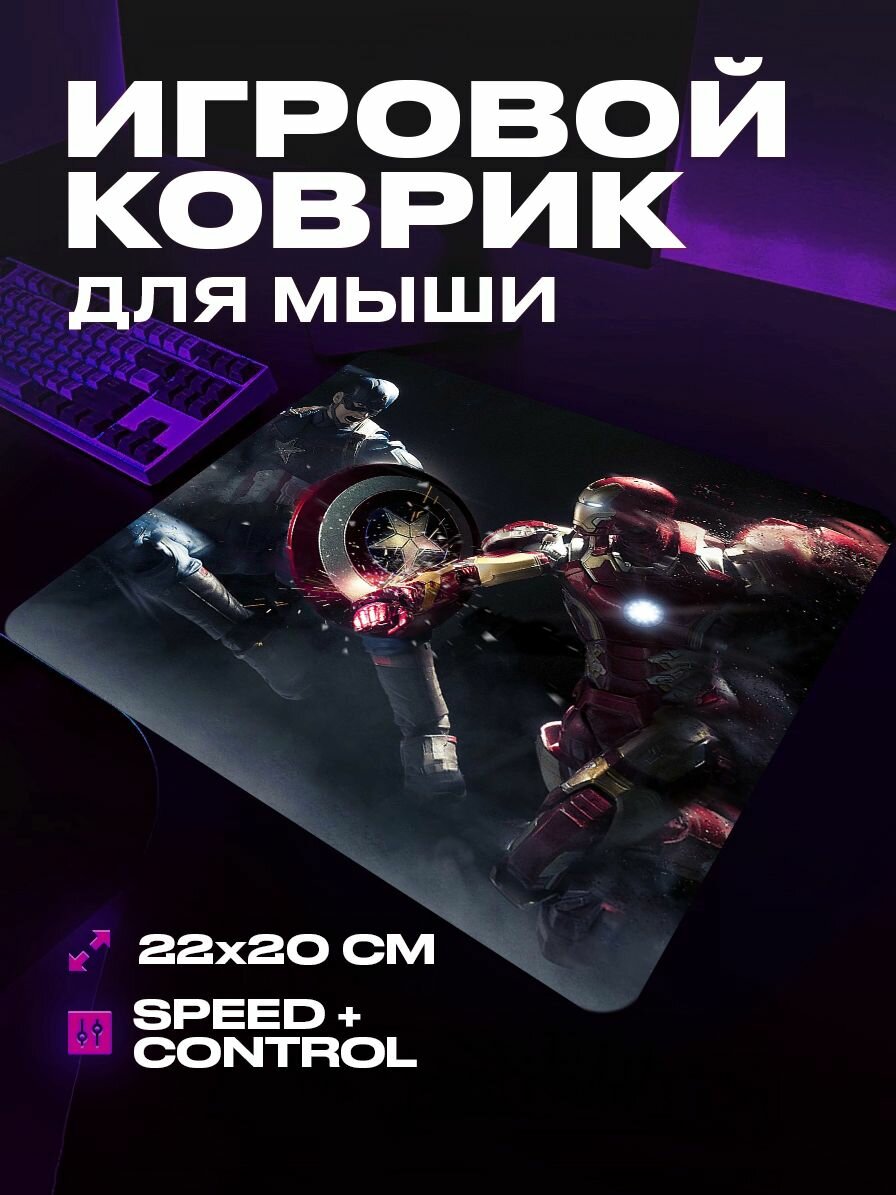 Коврик для мыши игровой Железный человек 22 на 20 аниме