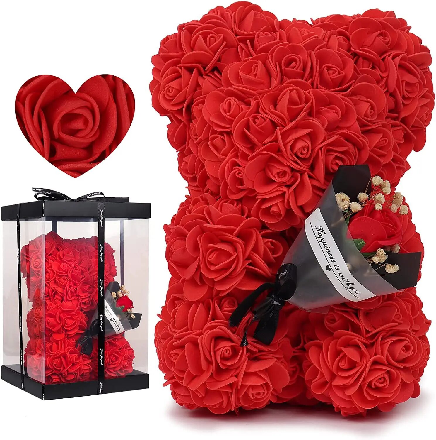Красный искусственный медведь-роза Uflower, Цвет: A
