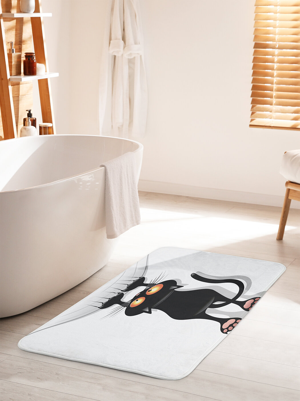 Коврик для ванной комнаты и туалета противоскользящий "Кот-шкодник" 60х100 см, JoyArty