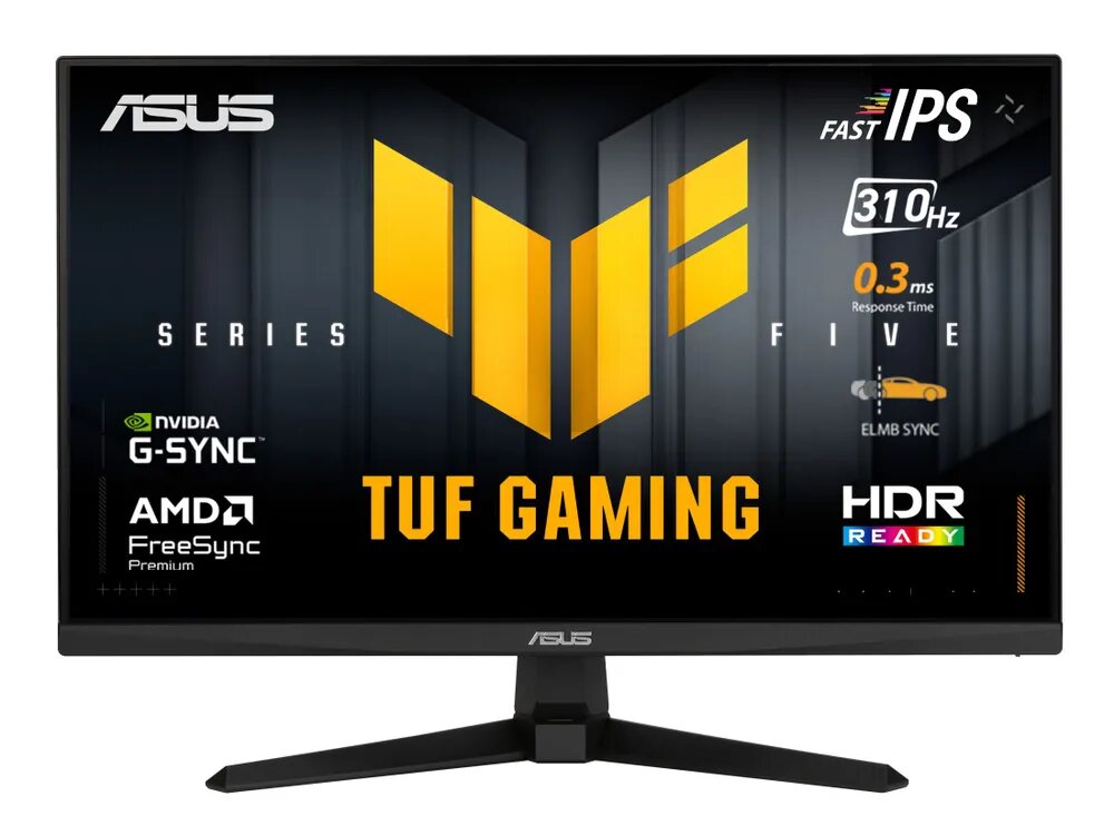 ASUS 24.5" Монитор TUF GAMING VG259QMRL5A/Встроенный динамик/310Hz/1ms(GTG), 0.3ms(min.)/Fast IPS/HDR10, черный, черный матовый