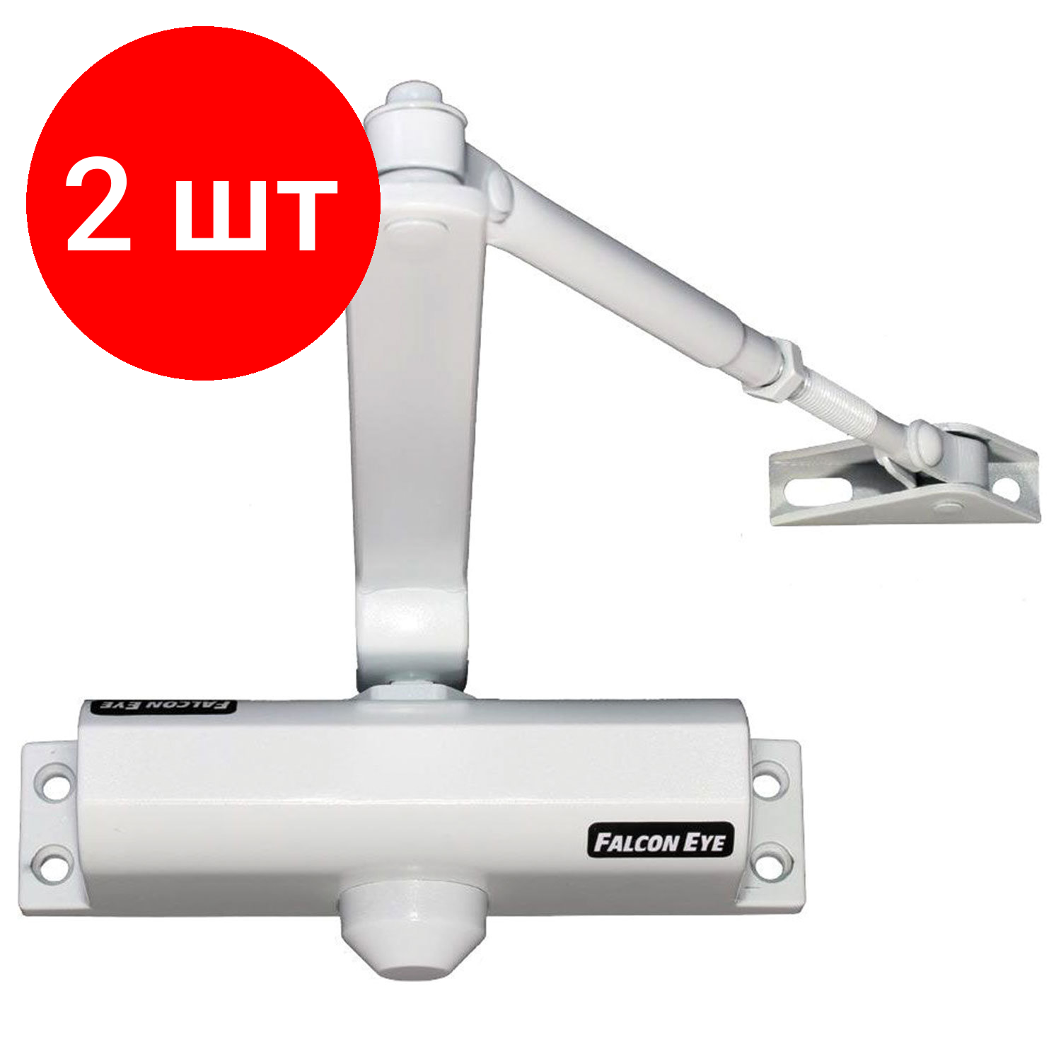 Комплект 2 шт, Доводчик FALCON EYE FE-B4W на дверь 65-85 кг, белый, 00-00110295