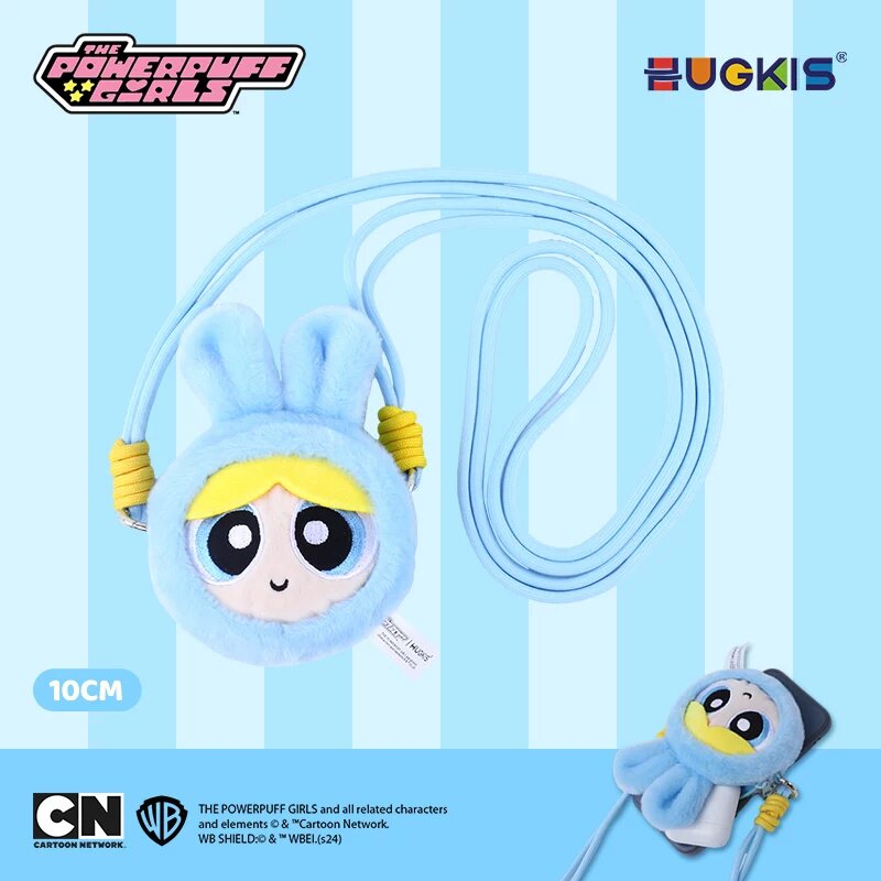 Милый плюшевый кроссбоди-портфель Powerpuff Girls Bubbles для наушников, компактный размер 10 см, идеальный портативный