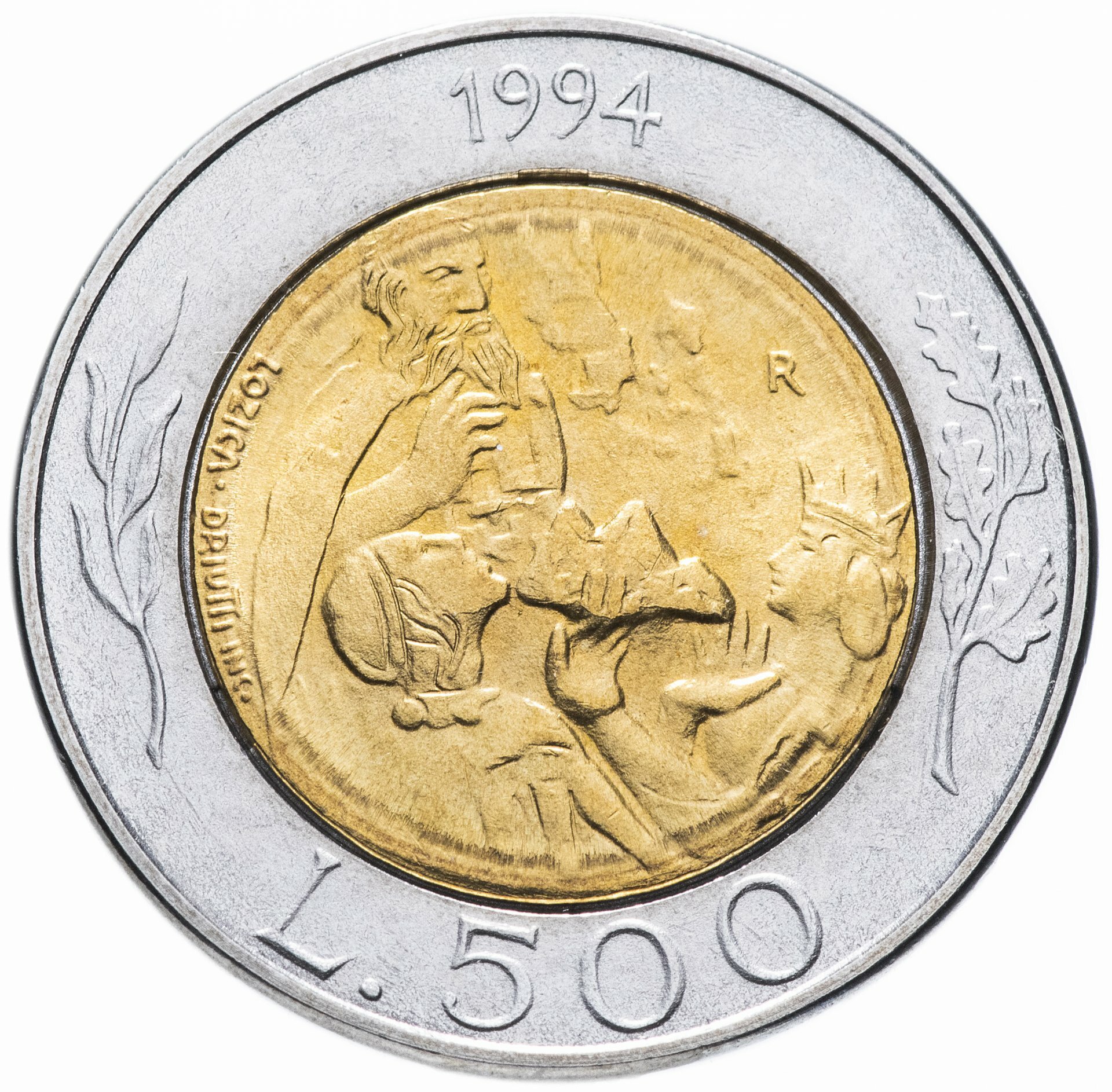 Сан-Марино 500 лир 1994 "Монте-Титано", Биметалл, в сохранности UNC