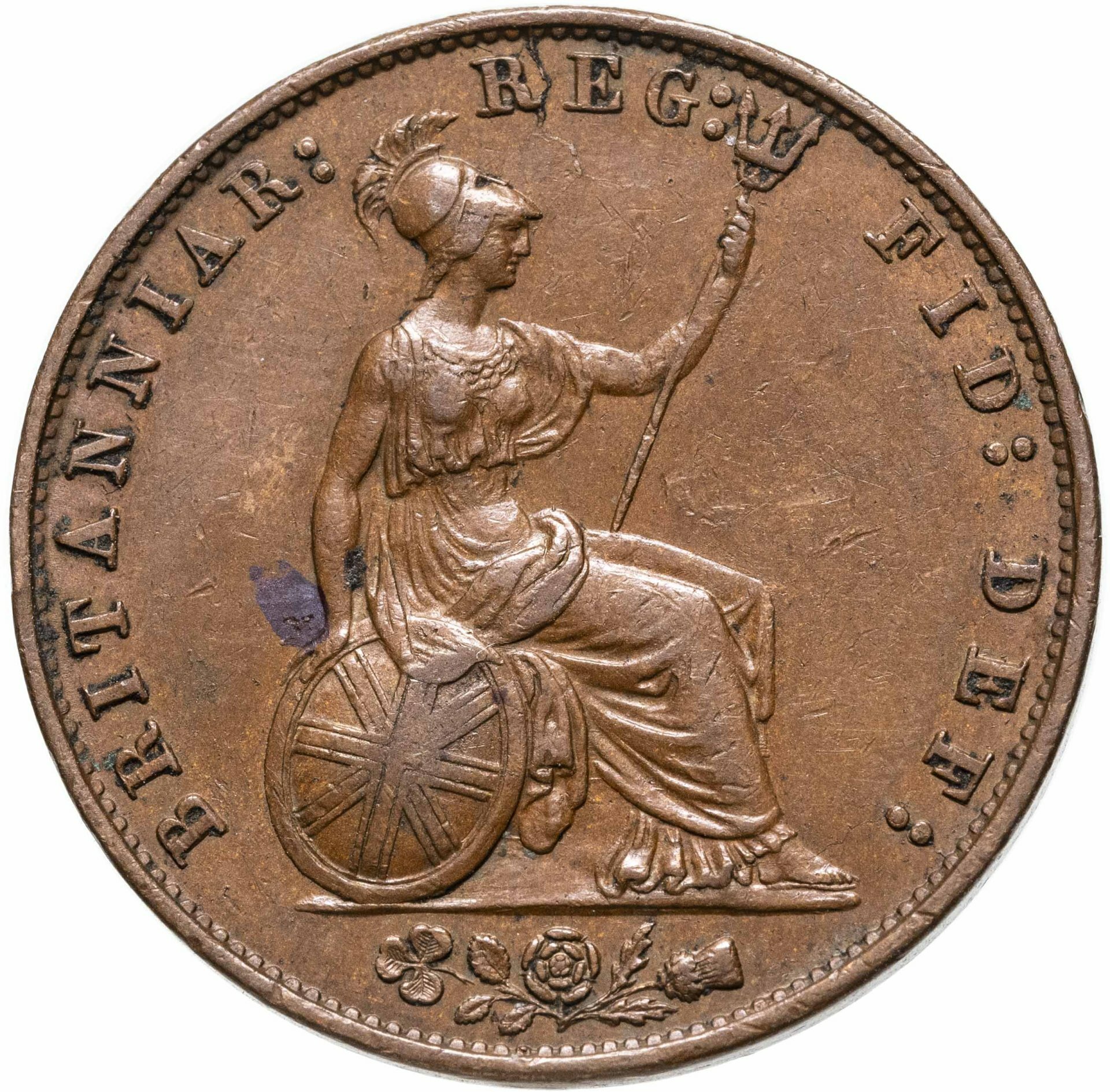 Великобритания 1 пенни penny 1858, Медь, в сохранности XF