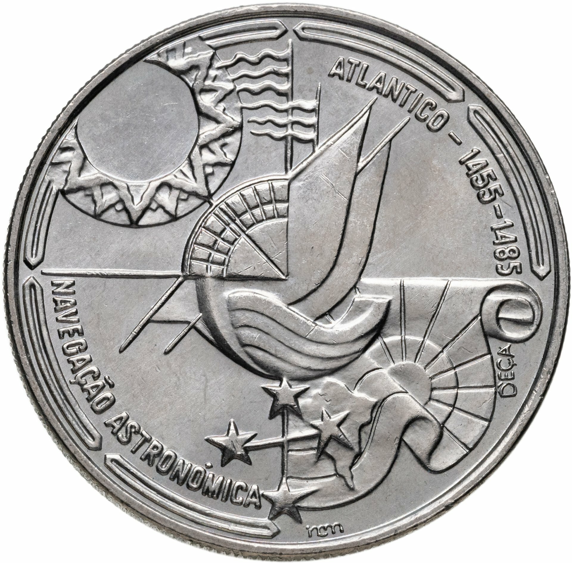 Португалия 100 эскудо escudos 1990 "Золотой век открытий - Астронавигация", Мельхиор медь-никель, в сохранности AU-UNC