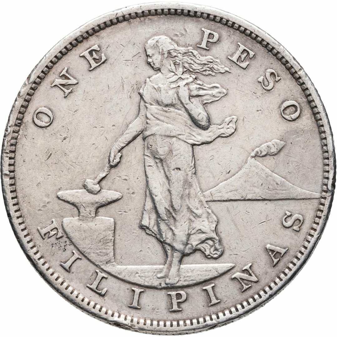 Филиппины 1 песо peso 1903 Без отметки монетного двора, Серебро 900, в сохранности VF-XF
