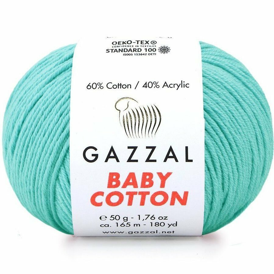 Пряжа Gazzal BABY COTTON 3452 ментол (5 мотков)