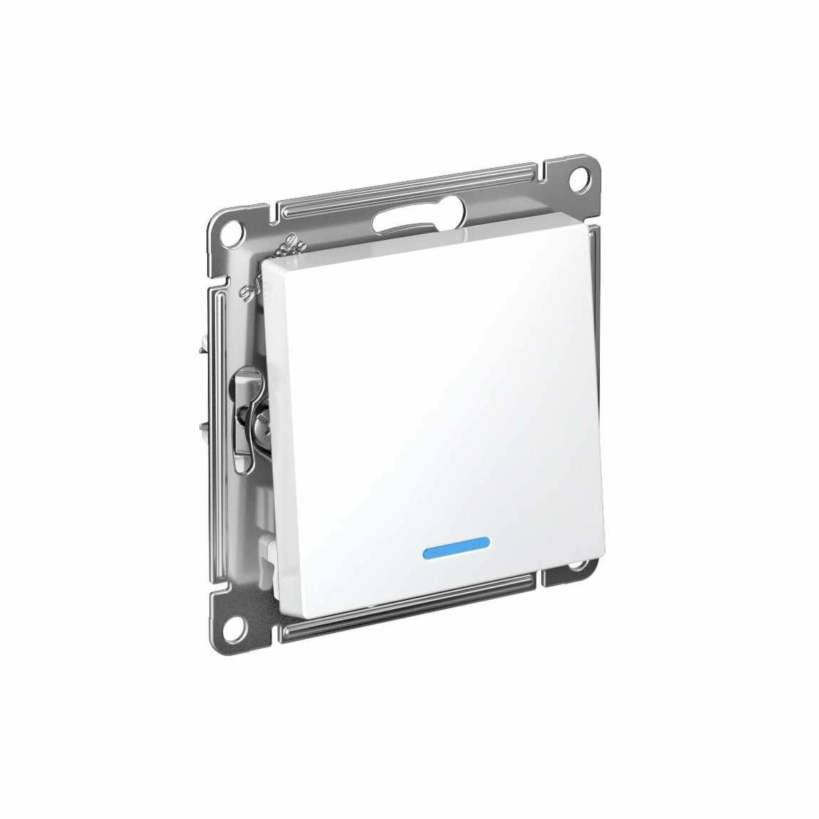 1-кл переключатель с подсветкой Systeme Electric ATLASDESIGN, сх.6а, 10 АХ, мех, быстрозажимная клемма, белый ATN000163S