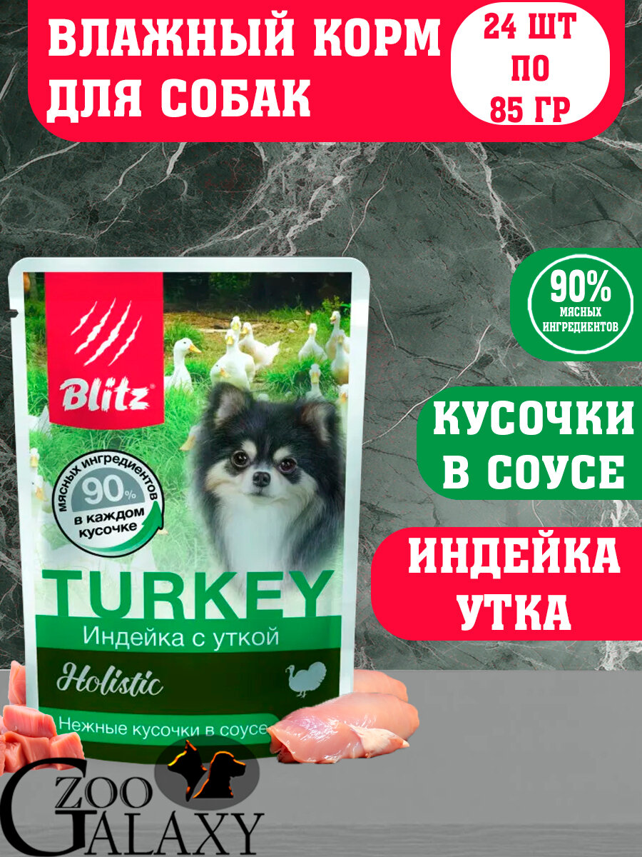 Blitz Holistic паучи для собак мелких пород, индейка и утка 24х85 г