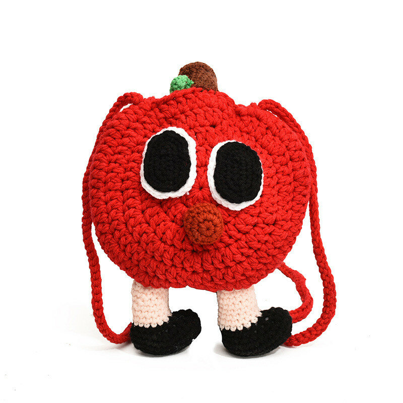 Сумка вязаная дышащая детская универсальная модный аксессуар крупная красная