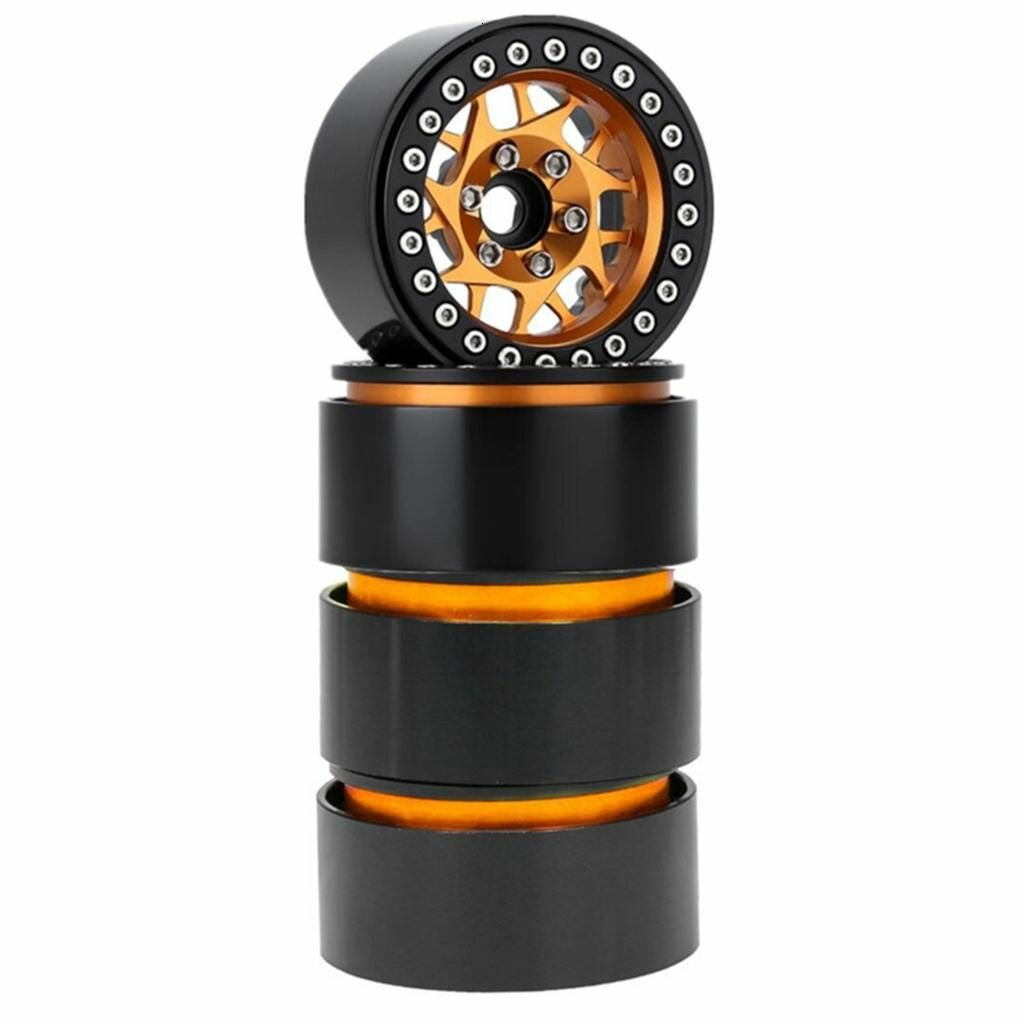 Колёсные диски Beadlock 1,9', для радиоуправляемого автомобиля, черное золото