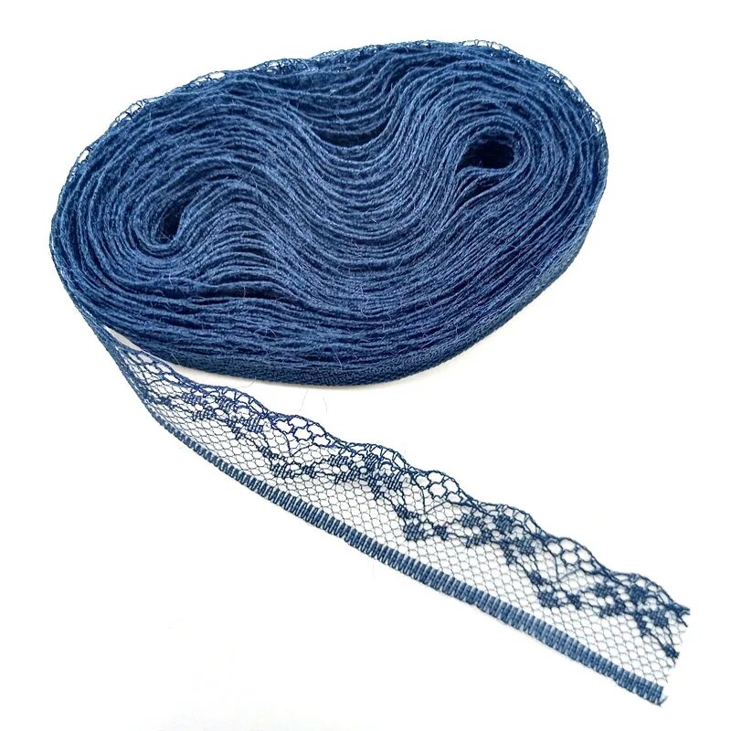 Кружевная лента GuangSheng 10 ярдов темно-синяя 2см