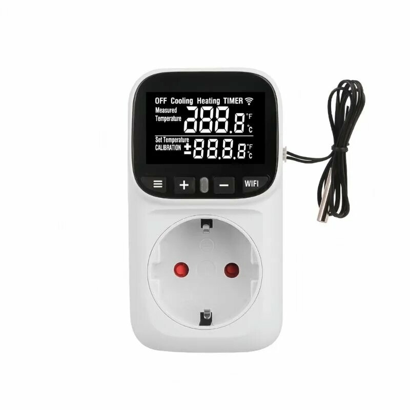 (1 шт.) WiFi умная розетка для контроля температуры с подсветкой европейского стандарта