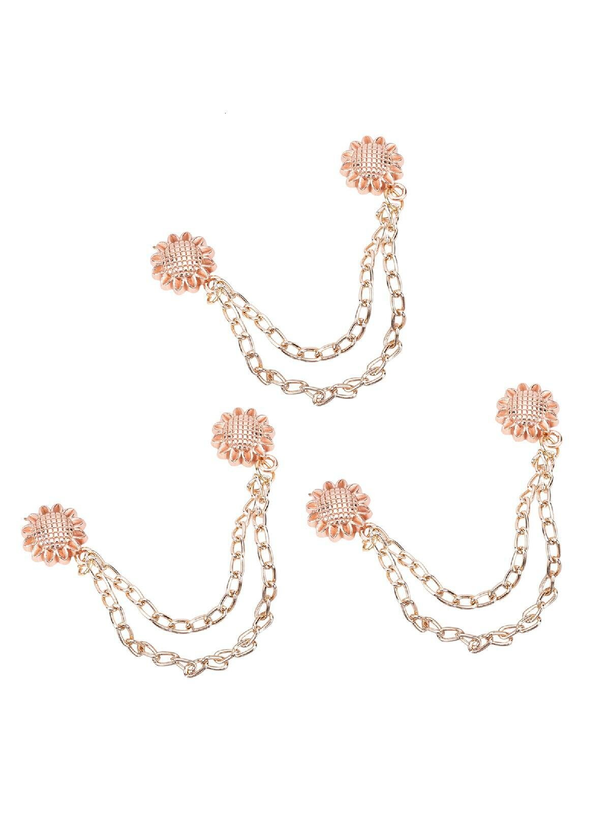 Магнитные клипсы для одежды с цепочками, 3 шт, Розовое золото