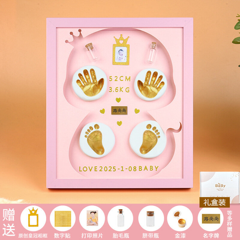 Детская змея, полная луна, отпечаток руки и стопы, сувенир для новорожденного, коробка для сбора волос, пуповина, отпечаток стопы на сто дней, чернильная подушка