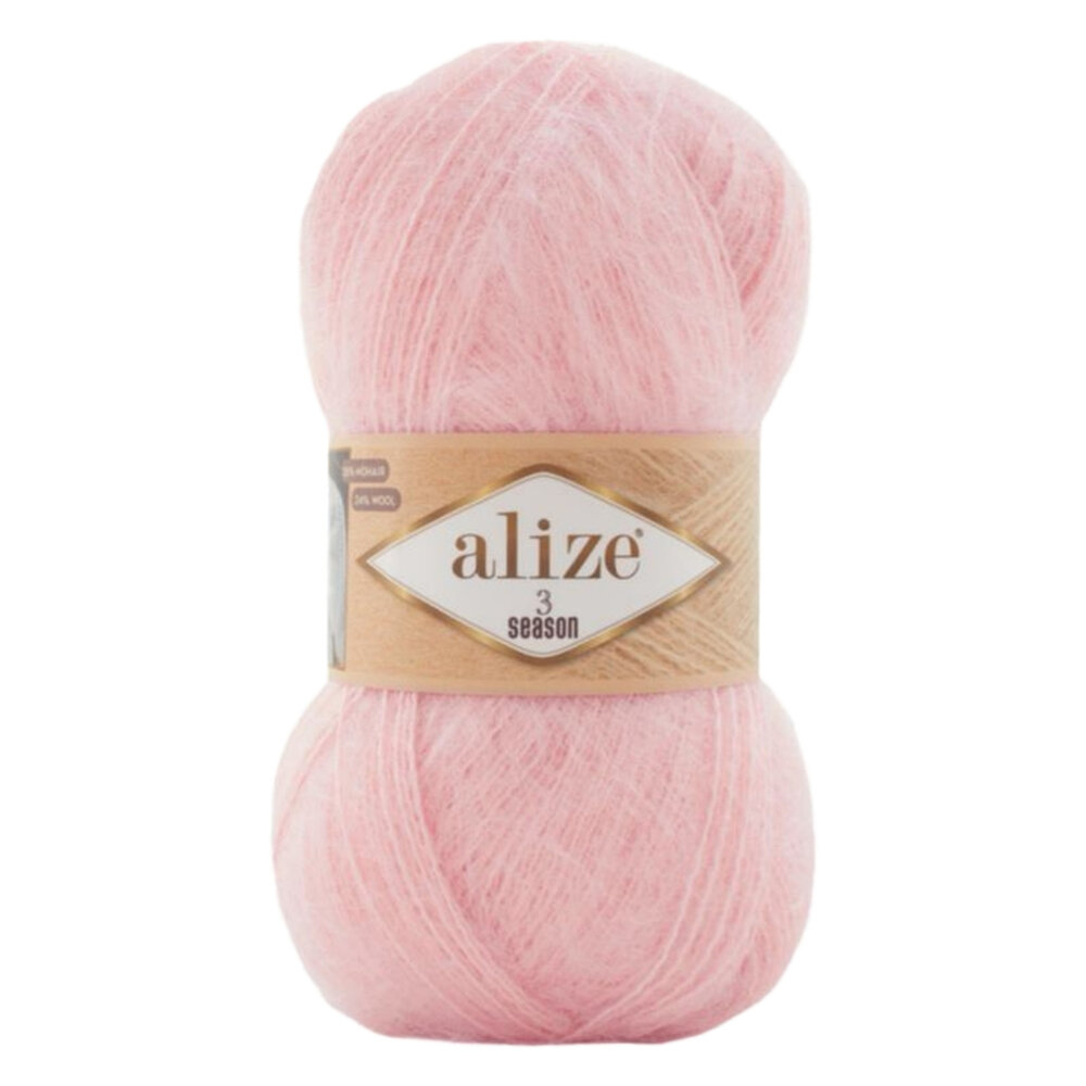 Пряжа для вязания Alize Mohair 3 season 271 жемчужно-розовый. 100 гр/500 м 25% мохер, 24% шерсть, 51% акрил