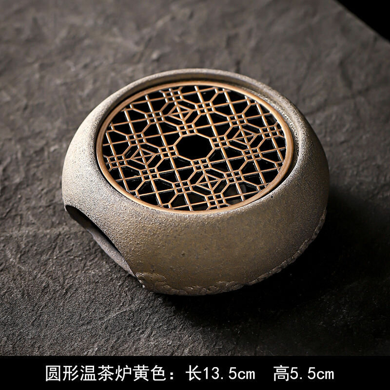 Подогреватель для чая с ретро-дизайном из грубой керамики, подставка для чайника с функцией подогрева и изоляции,