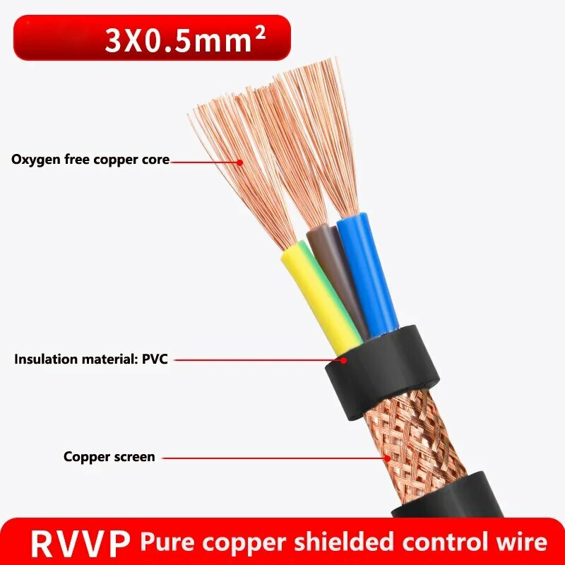 Экранированный сигнальный кабель RVVP с медным сердечником 5 метров 3X0.5MM