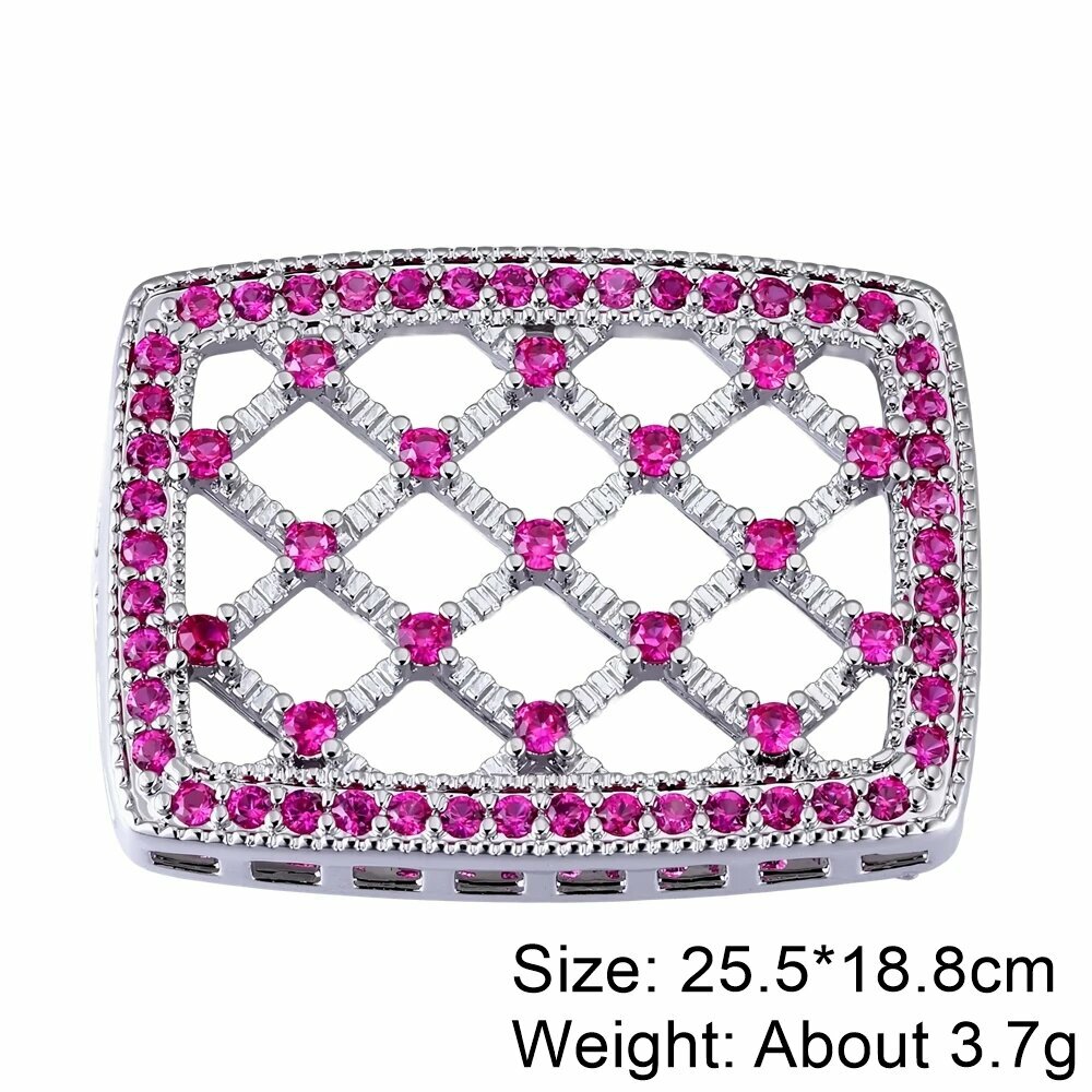 Подвеска из меди с цирконием, розовый, White Gold
