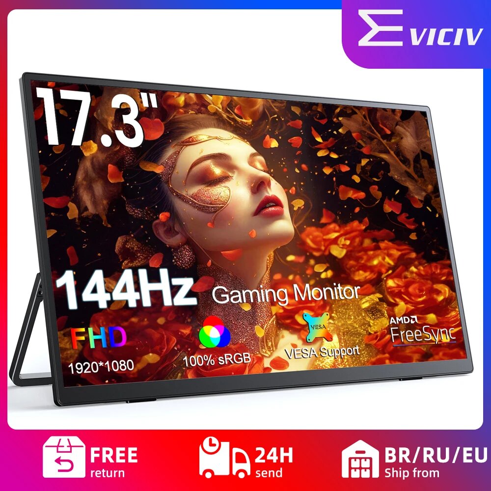 EVICIV 17,3-дюймовый портативный игровой монитор 1080P Европейская вилка (EU Plug)