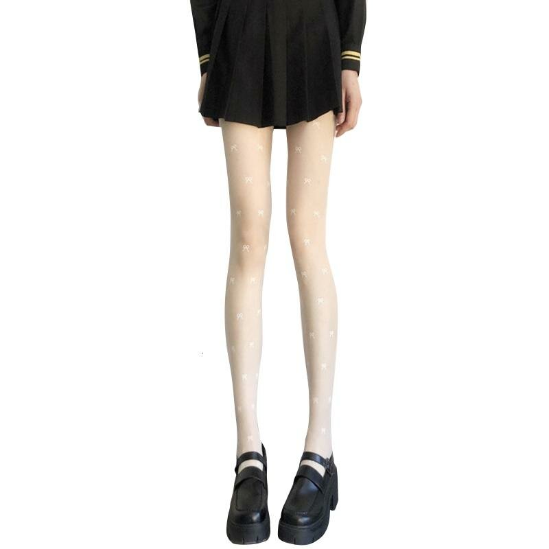 Женские весенние тонкие колготки с бабочкой, Белый