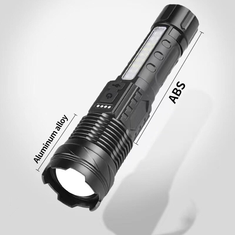 Перезаряжаемый регулируемый фонарик с лампой P50, USB-C, яркий луч для наружного аварийного освещения, 200 лм