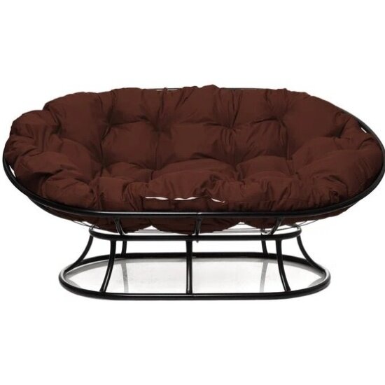 Диван мамасан без ротанга чёрное, коричневая подушка