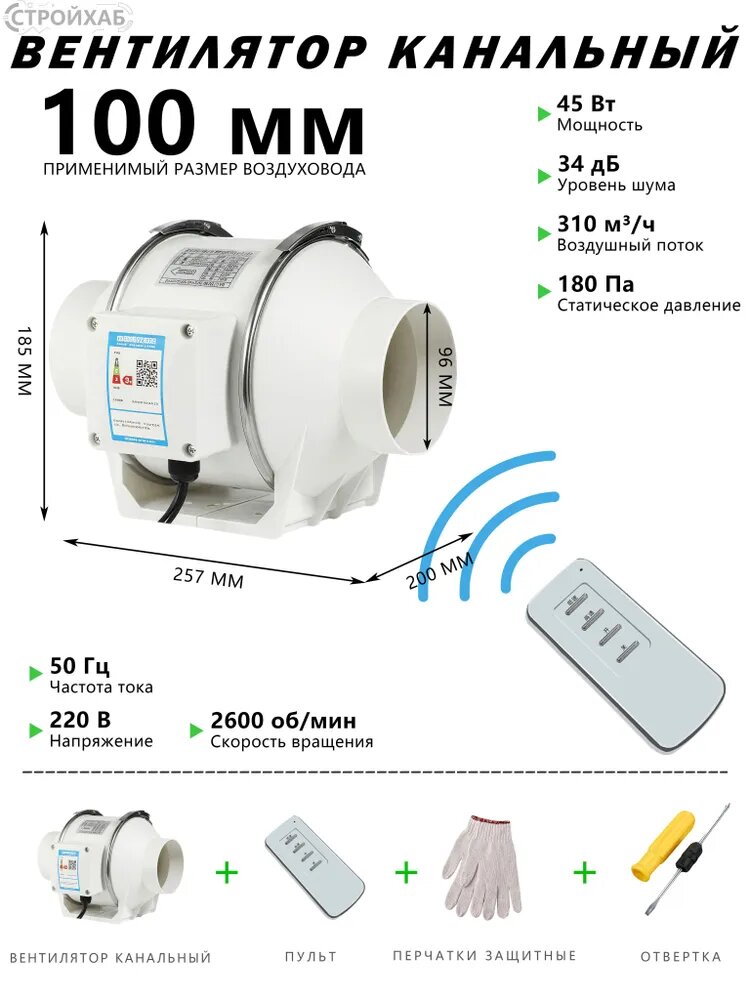 Пульт вентилятор канальный 100/125/150/160/200/250 мм