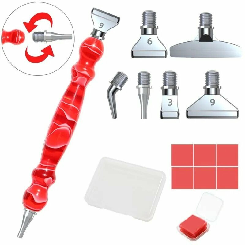 Стилус для алмазной мозаики инструменты и 6шт Металлический наконечник и 6шт клей-гель