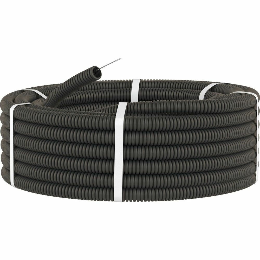 Труба гофрированная ПВХ гибкая легкая d20мм с протяжкой черн. (уп.100м) DKC 91920B