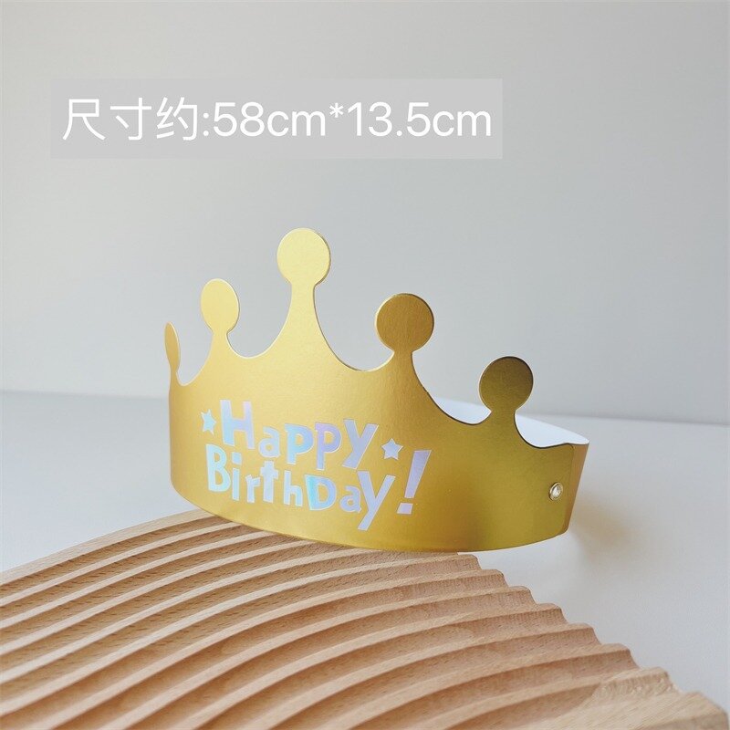 Шляпа на день рождения, взрослый стиль, детская праздничная корона, головной убор для торта, INS, лазерная складная шляпа на день рождения, мультяшный дизайн