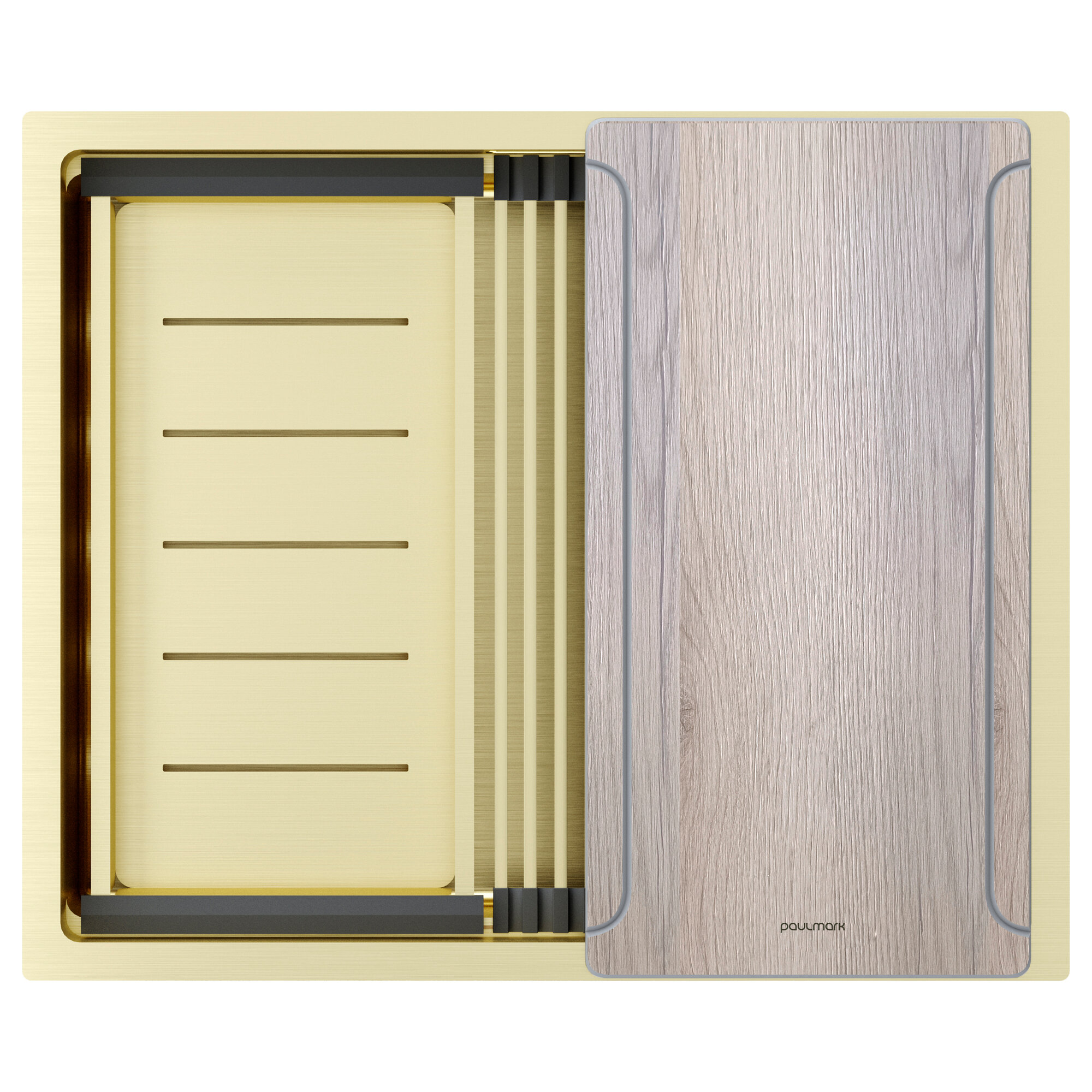 Кухонная мойка Paulmark NEXT-MULTI SINK 54 UNI PM785445-LG светлое золото Нержавеющая сталь