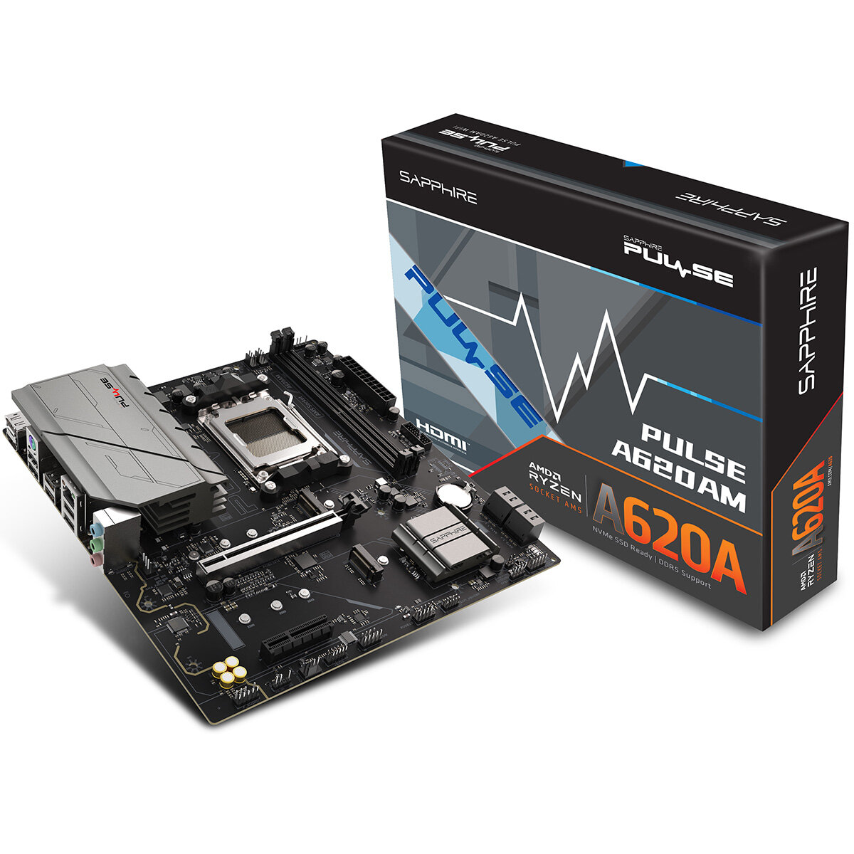 Материнская плата Sapphire PULSE A620AM, AM5, AMD A620A, Micro-ATX, RTL (52118-03-40G)