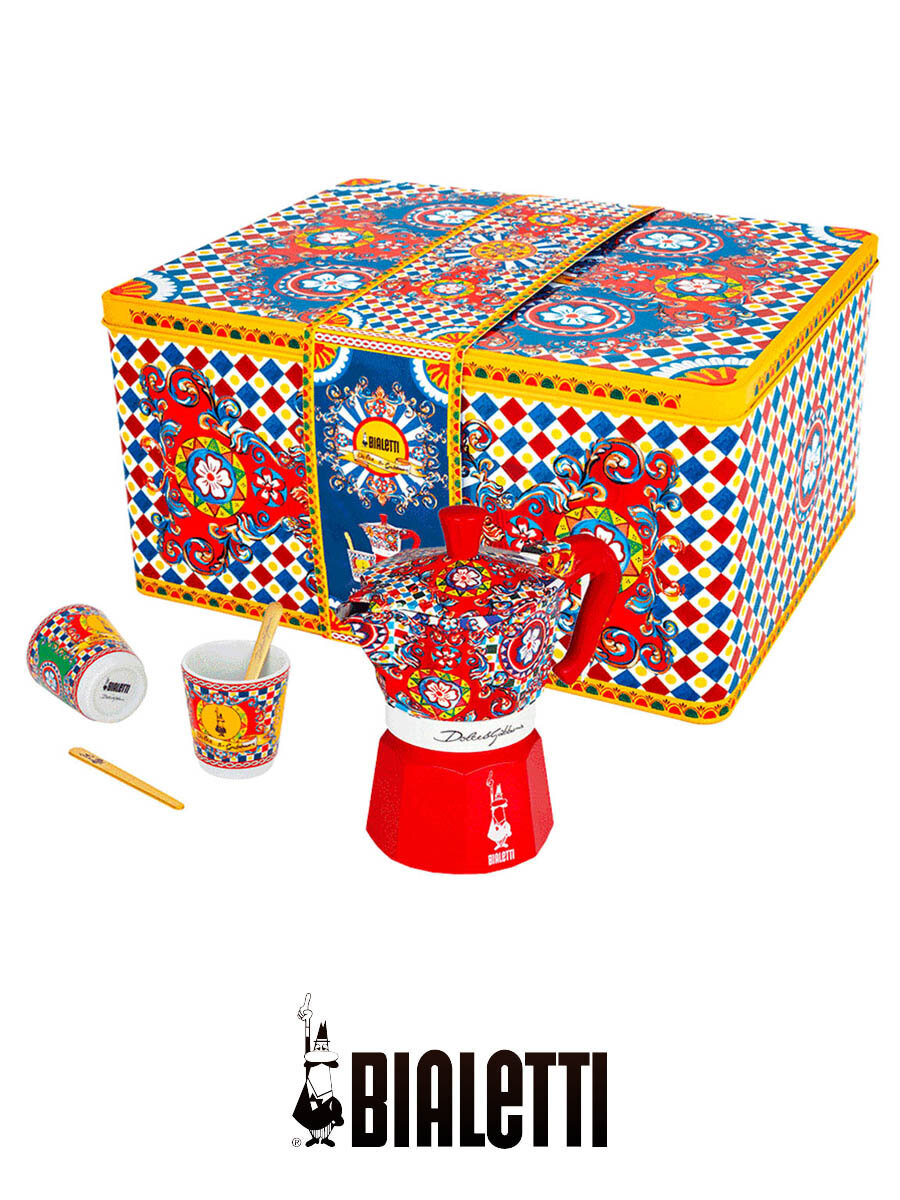 Набор Bialetti Dolce&Gabbana: кофеварка на 2 порции и 2 чашки, цвет красный