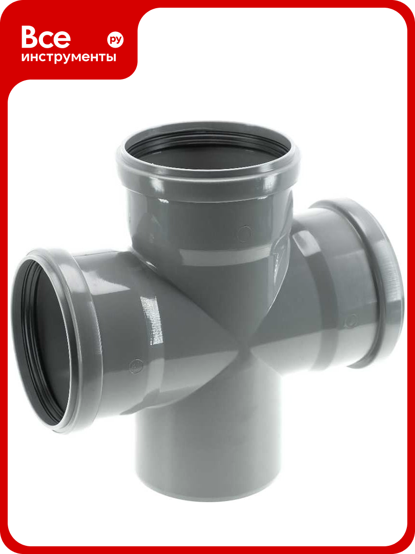 Одноплоскостная крестовина Ostendorf 87 градусов, 110х110х110 115935 полипропиленовый, серый, для внутренней канализации
