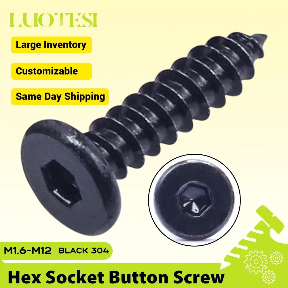 LUOTESI Саморезы ультратонкие черные из нержавейки M2-M8 для дерева