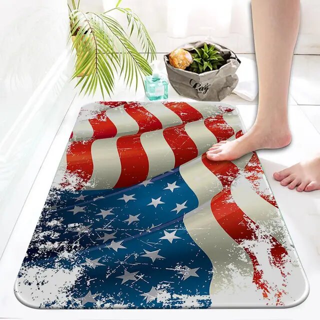 Длинный коврик с рисунком американского флага, в скандинавском стиле, придверный коврик для спальни и гостиной, противоскользящий коврик для балкона.