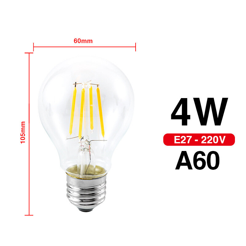 Кросс-бордер Эдисон LED лампа с нитью накаливания энергосберегающая лампа E27 с винтовым основанием прозрачное стекло ретро E14 лампа для освещения гостиной