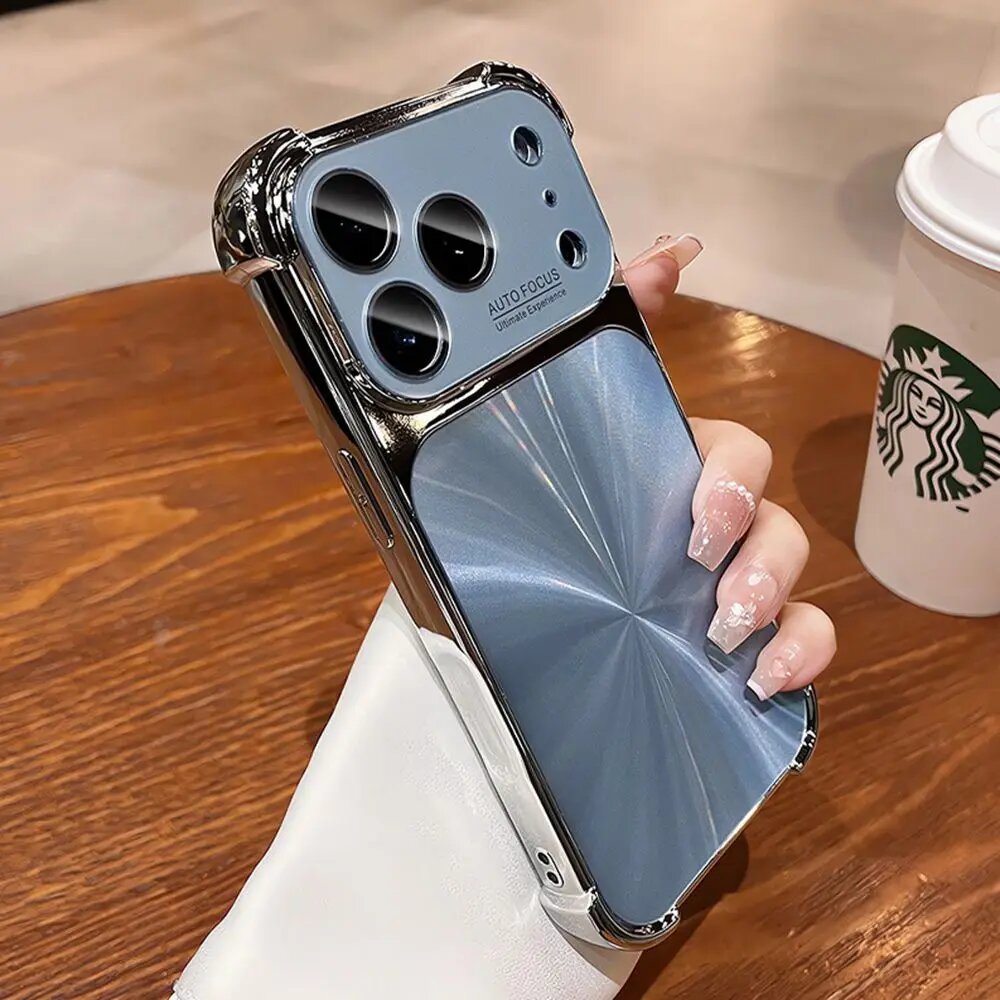 Роскошный чехол-бампер с лазерной гравировкой Aurora и защитой от Синий, Blue, For iPhone 16Pro