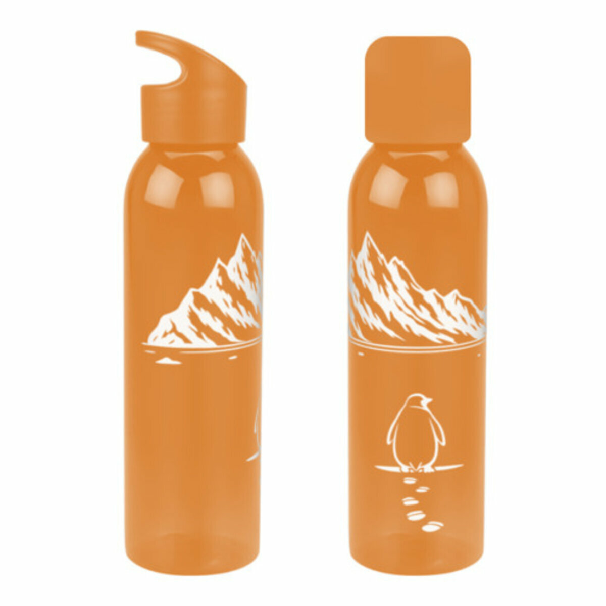 Бутылка для воды «Одинокий пингвин и гора. Мем. Нигилист» (оранжевый)