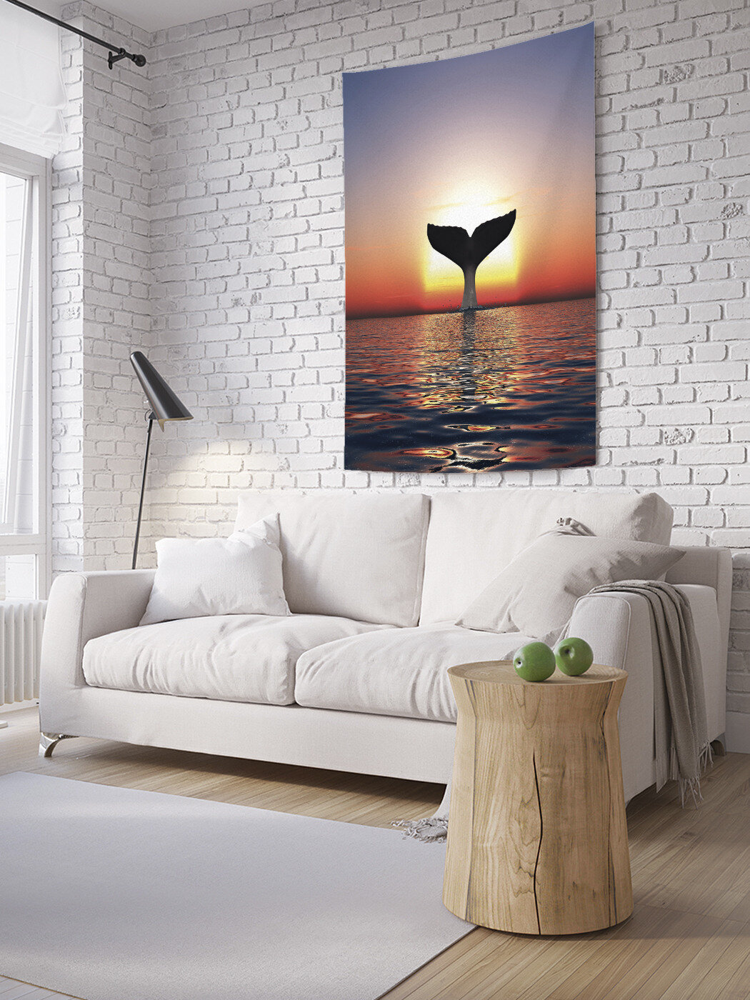 Вертикальное фотопанно на стену JoyArty "Хвост кита", из ткани, 150х200 см