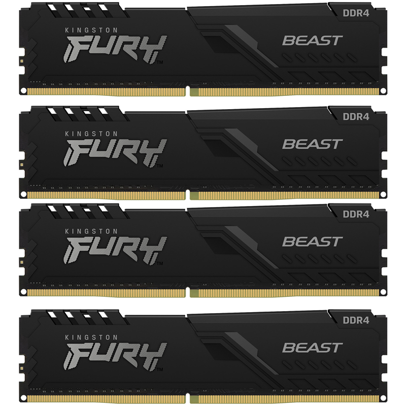 Оперативная память Kingston 128GB 3200MT/s DDR4 CL16 DIMM (Kit of 4) FURY Beast Black (Kingston KF432C16BBK4/128)
