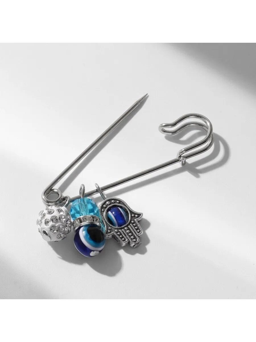 Брошь, пластик, стразы