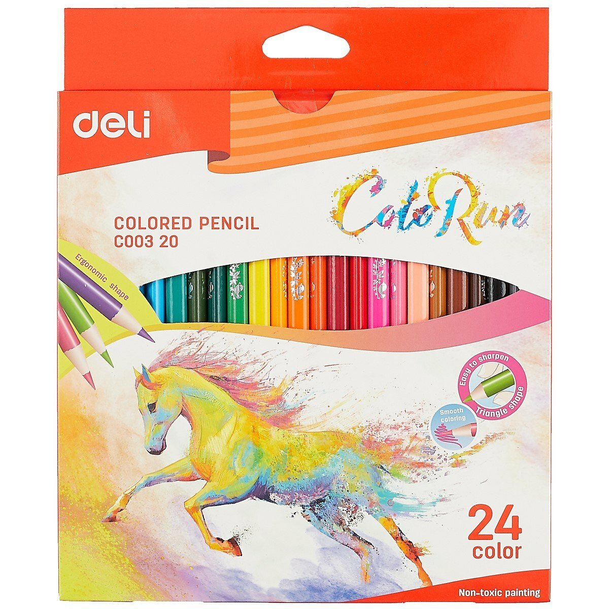 Карандаши цветные «Color Run», Deli, 24 цвета