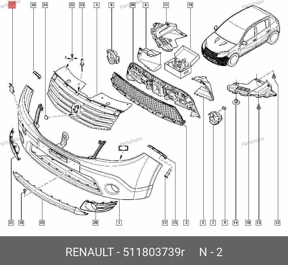 Заглушка бампера переднего (пластик), RENAULT 511803739R