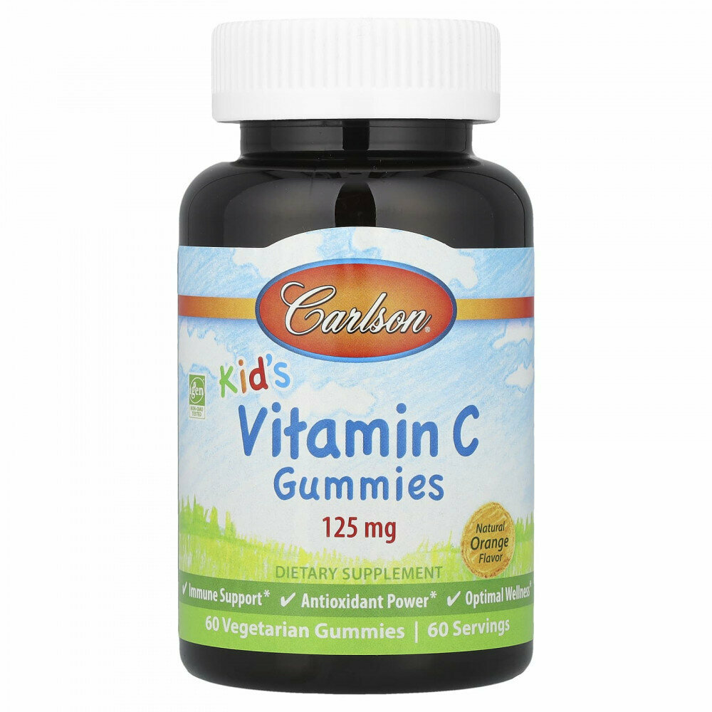 Carlson Kids Vitamin C Gummies, Витамин С 125 мг 60 жев. мармеладок - вкус Апельсин
