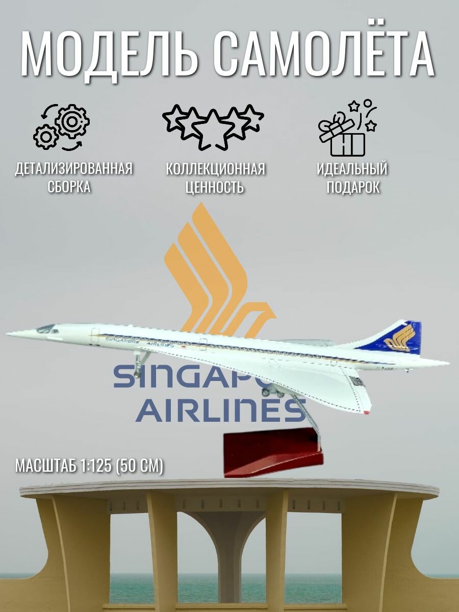 Металлическая модель самолета 50cm Concord Singapore