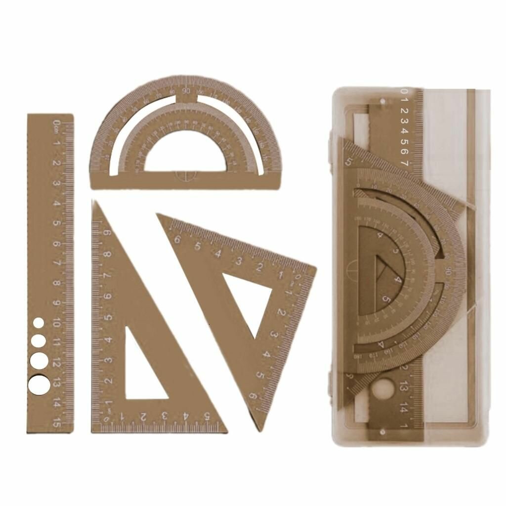 Набор металлических линеек и треугольников, Золото
