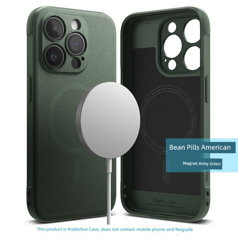 Ringke Магнитный тонкий ударопрочный чехол для iPhone 15 Pro Max с тактическим дизайном в темно-зеленом